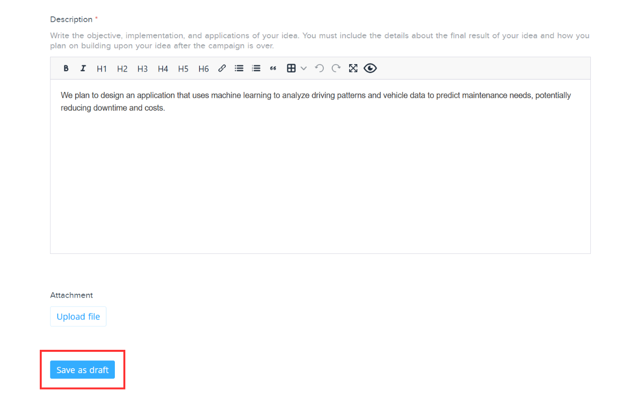 Submitting an idea