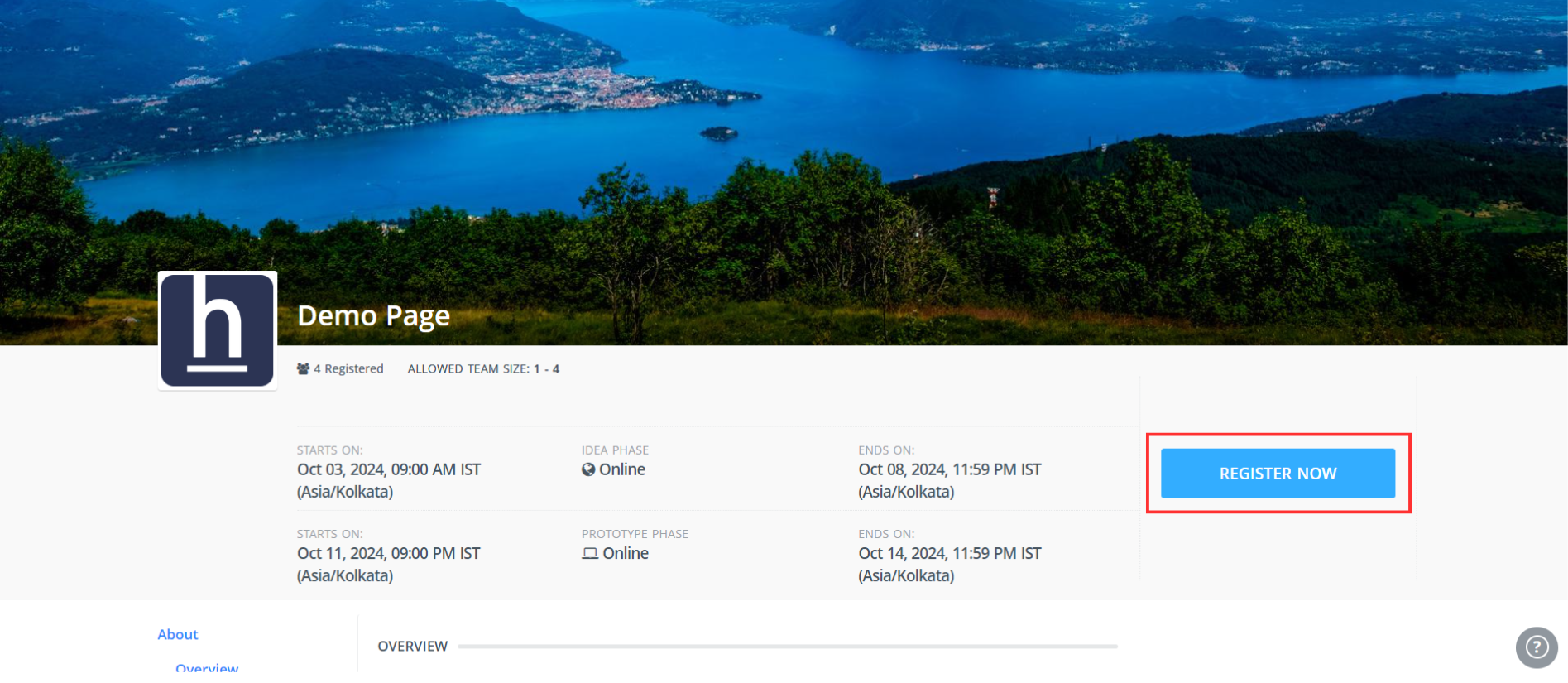 Registering for a hackathon