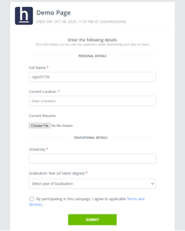 Registering for a hackathon