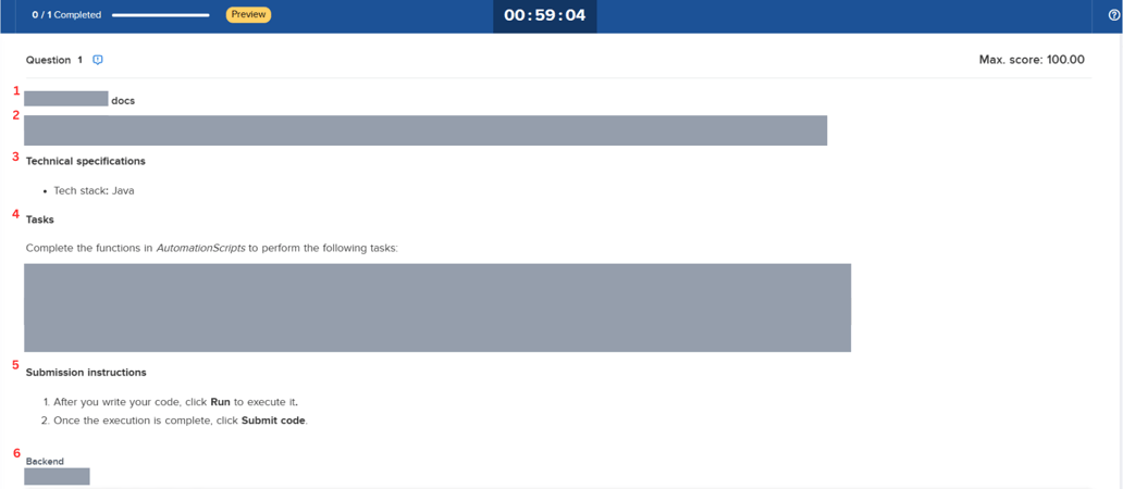 Selenium question interface